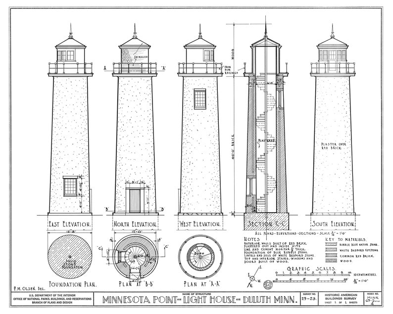 Minnesota Point Lighthouse Blueprint Duluth Minnesota - Etsy
