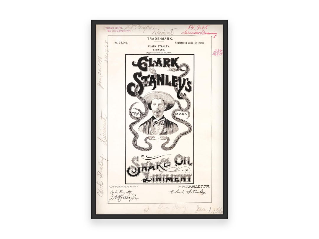 Clark Stanley’s Snake Oil Liniment Trademark 1900 Print - Vintage ...