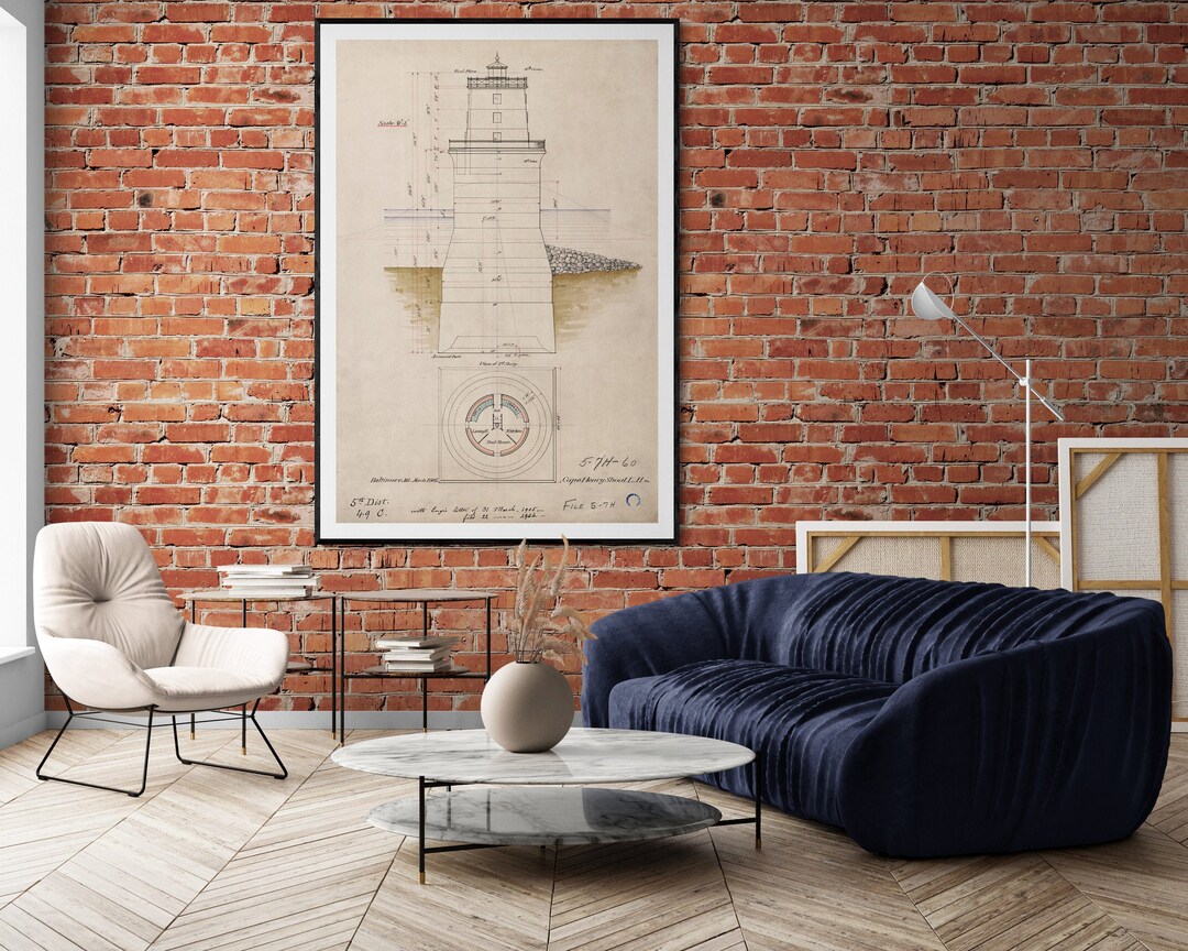 Cape Henry Lighthouse Blueprint Art Print – Virginia Maritime Poster - Etsy