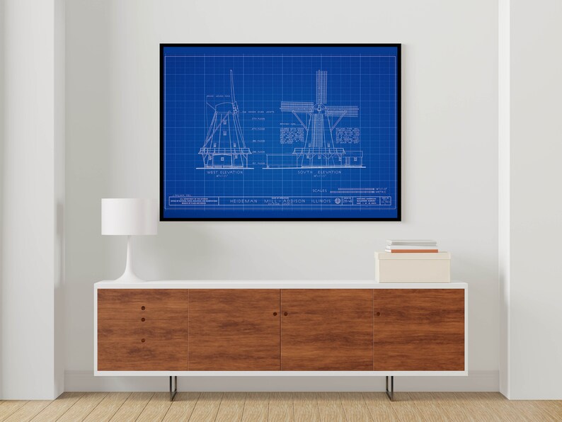Heideman Mill Blueprint Drawing Mill Poster Windmill - Etsy UK