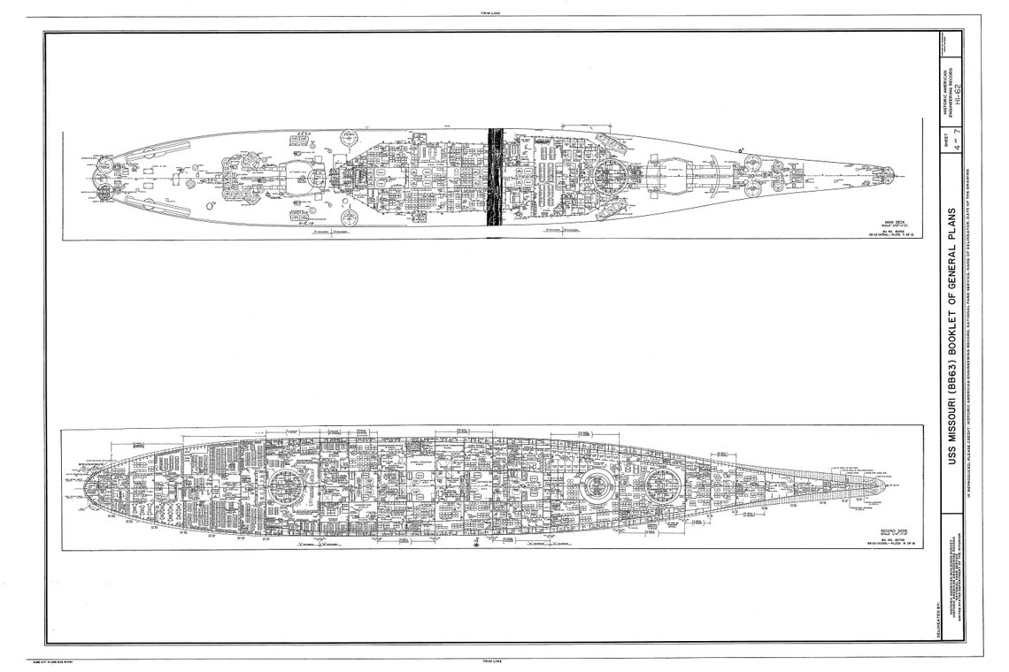 USS Missouri Top View Blueprint, Navy Ship Blueprint, Ship Drawing ...
