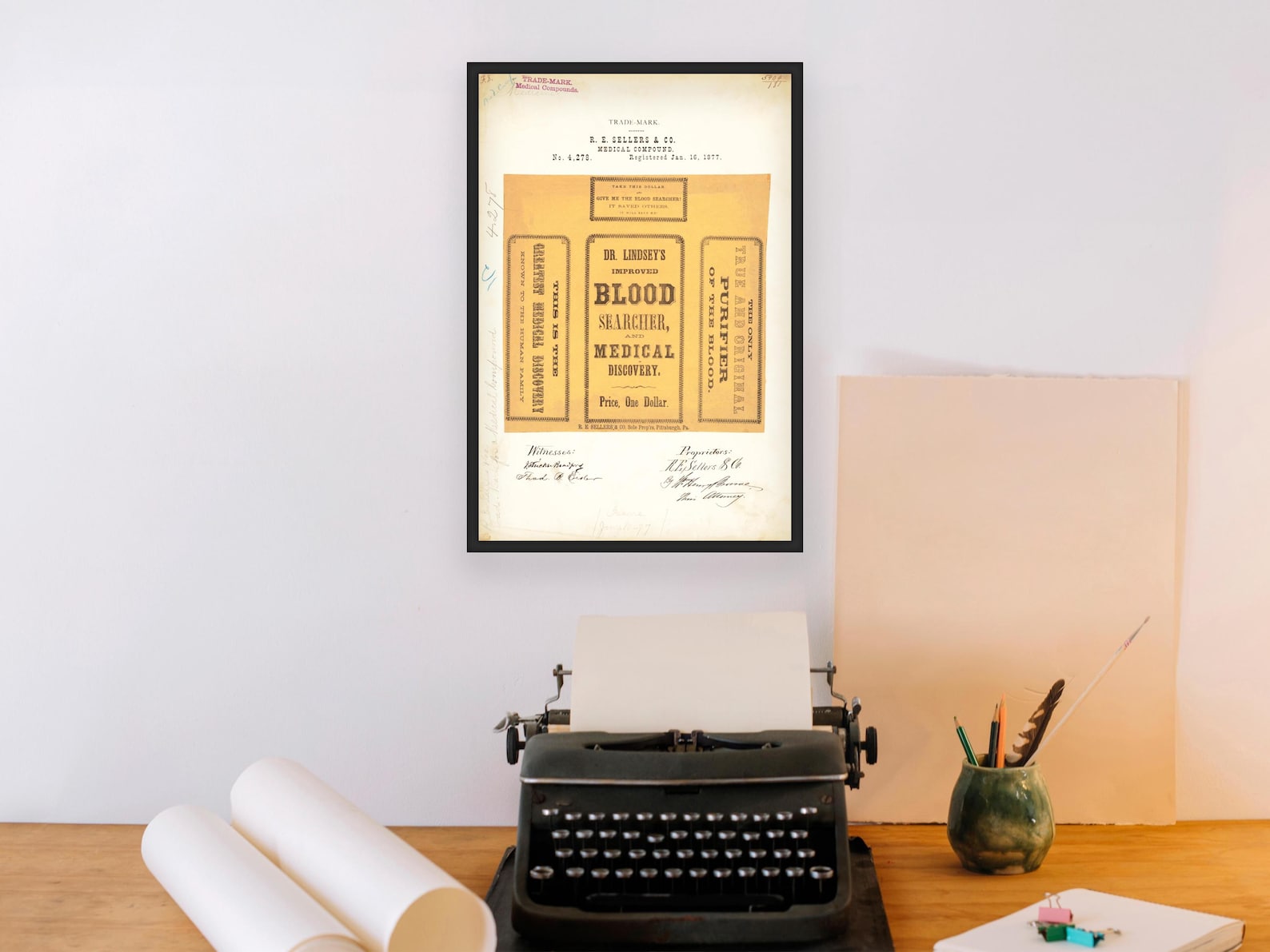 Dr. Lindsey’s Blood Searcher Trademark 1877 Print - Vintage Medicine ...