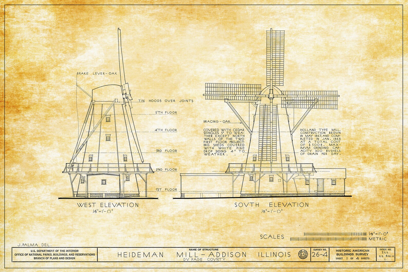 Heideman Mill Blueprint Drawing Mill Poster Windmill - Etsy UK