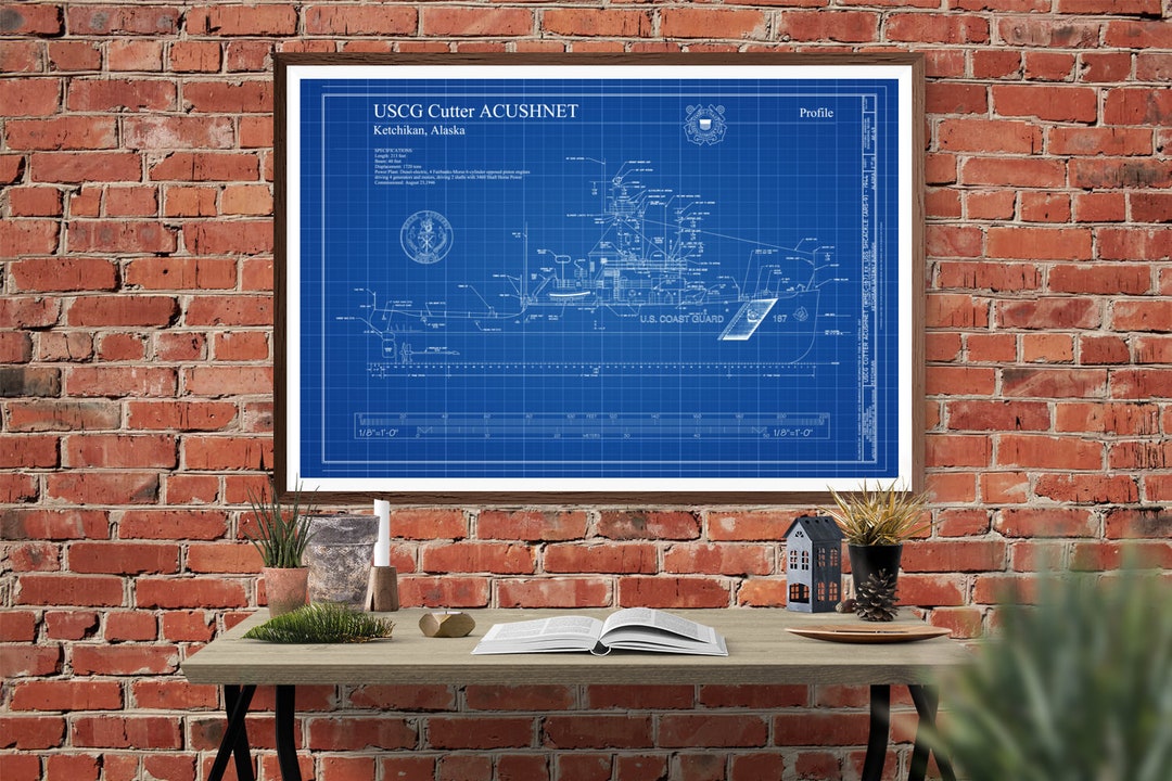 USCGC Acushnet Blueprint – Restored Vintage Coast Guard Cutter Print - Etsy