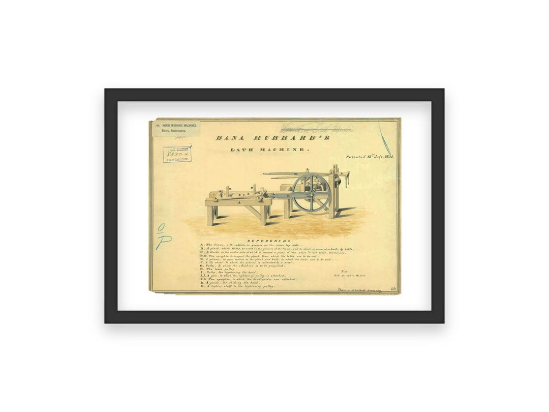 Lathe Machine Patent Print - 1834 Vintage Woodworking Art - Etsy