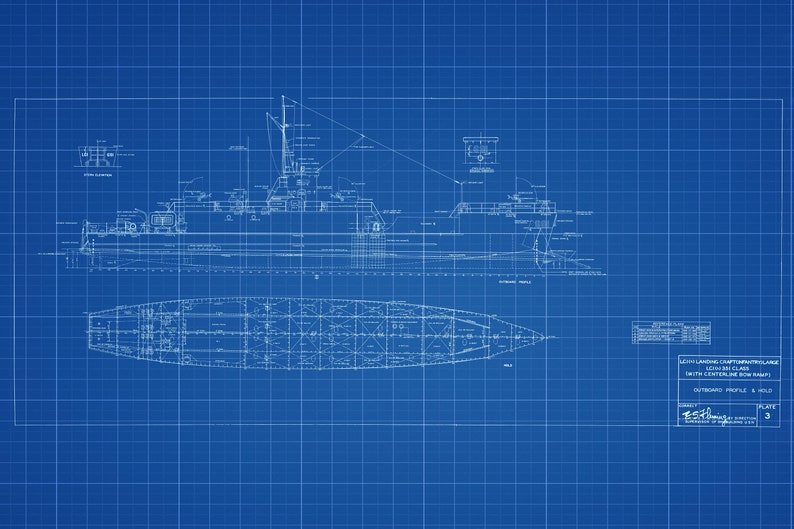 Navy Landing Craft Infantry Blueprint Drawing Navy Ship Blueprint, LCI ...