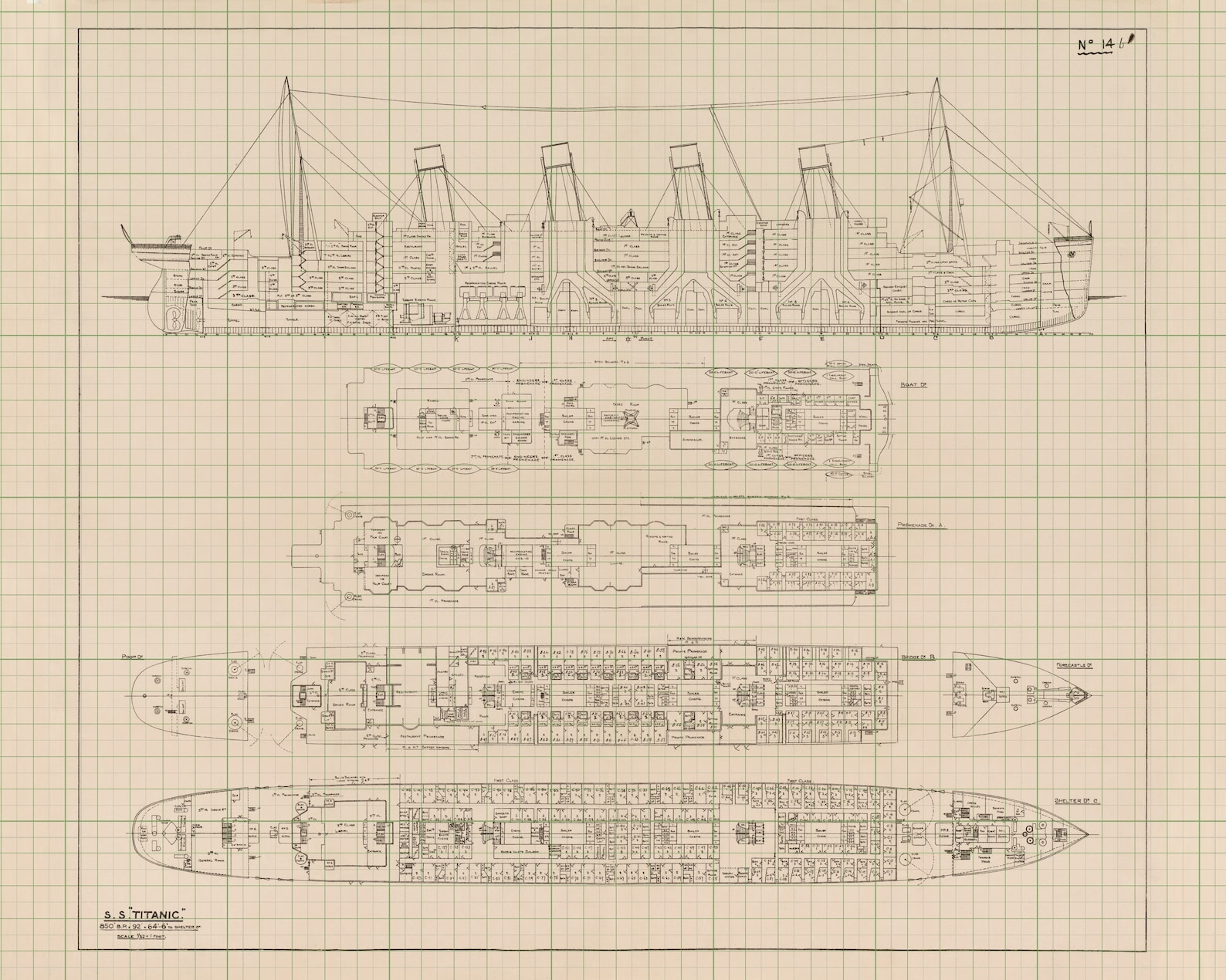 RMS Titanic Blueprint Drawing - Ship Blueprint, Ship Drawing, Titanic ...