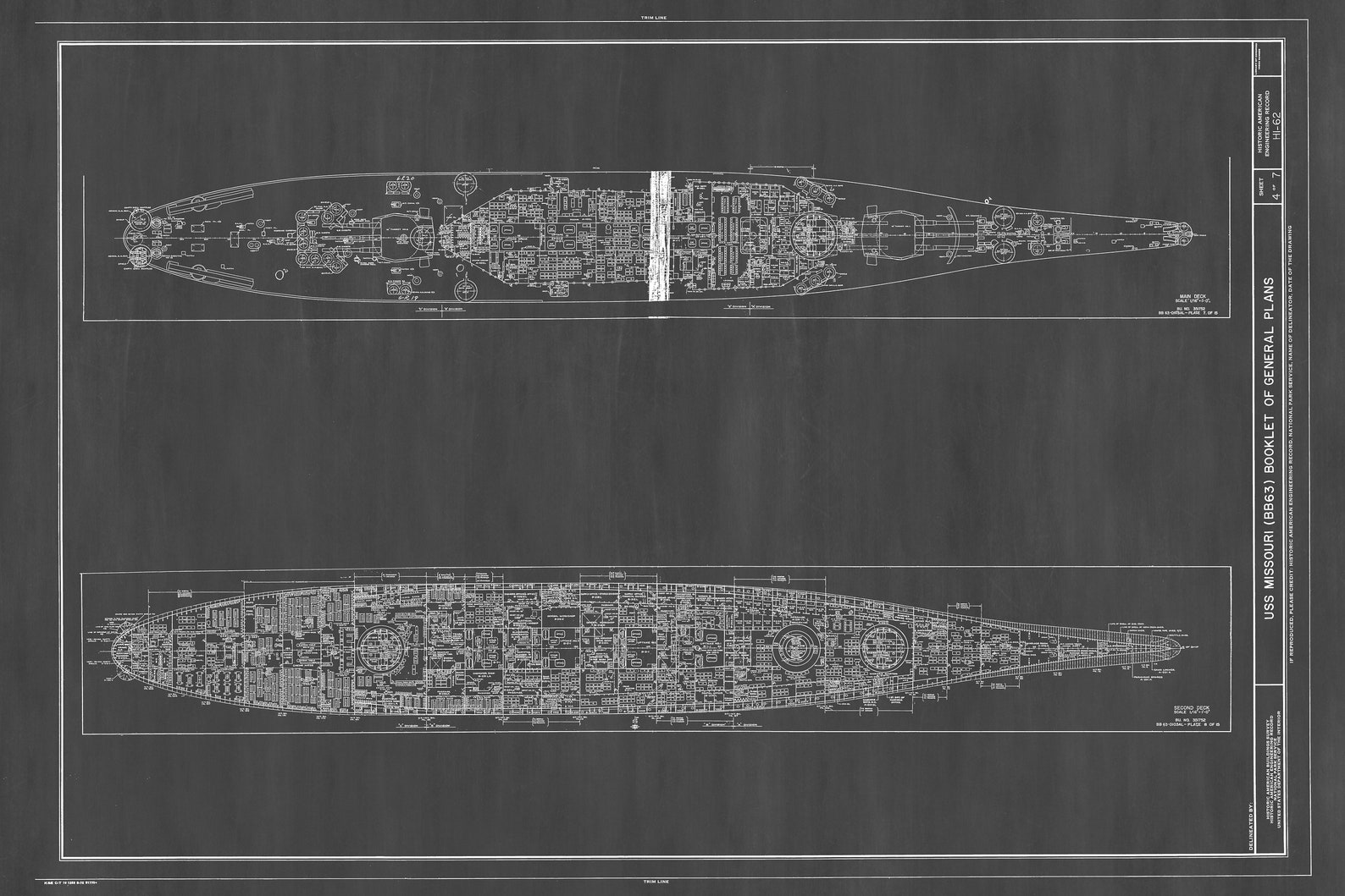 USS Missouri Top View Blueprint, Navy Ship Blueprint, Ship Drawing ...