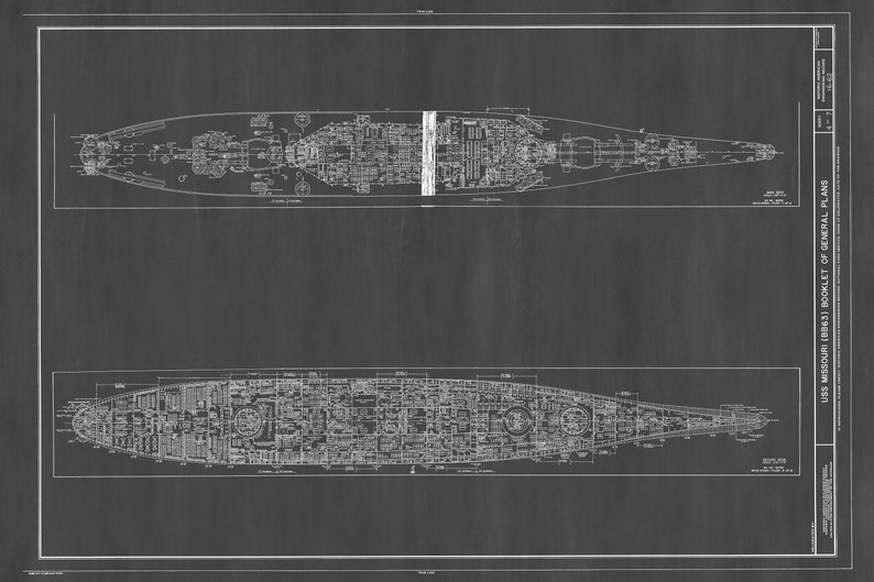 USS Missouri Top View Blueprint, Navy Ship Blueprint, Ship Drawing ...