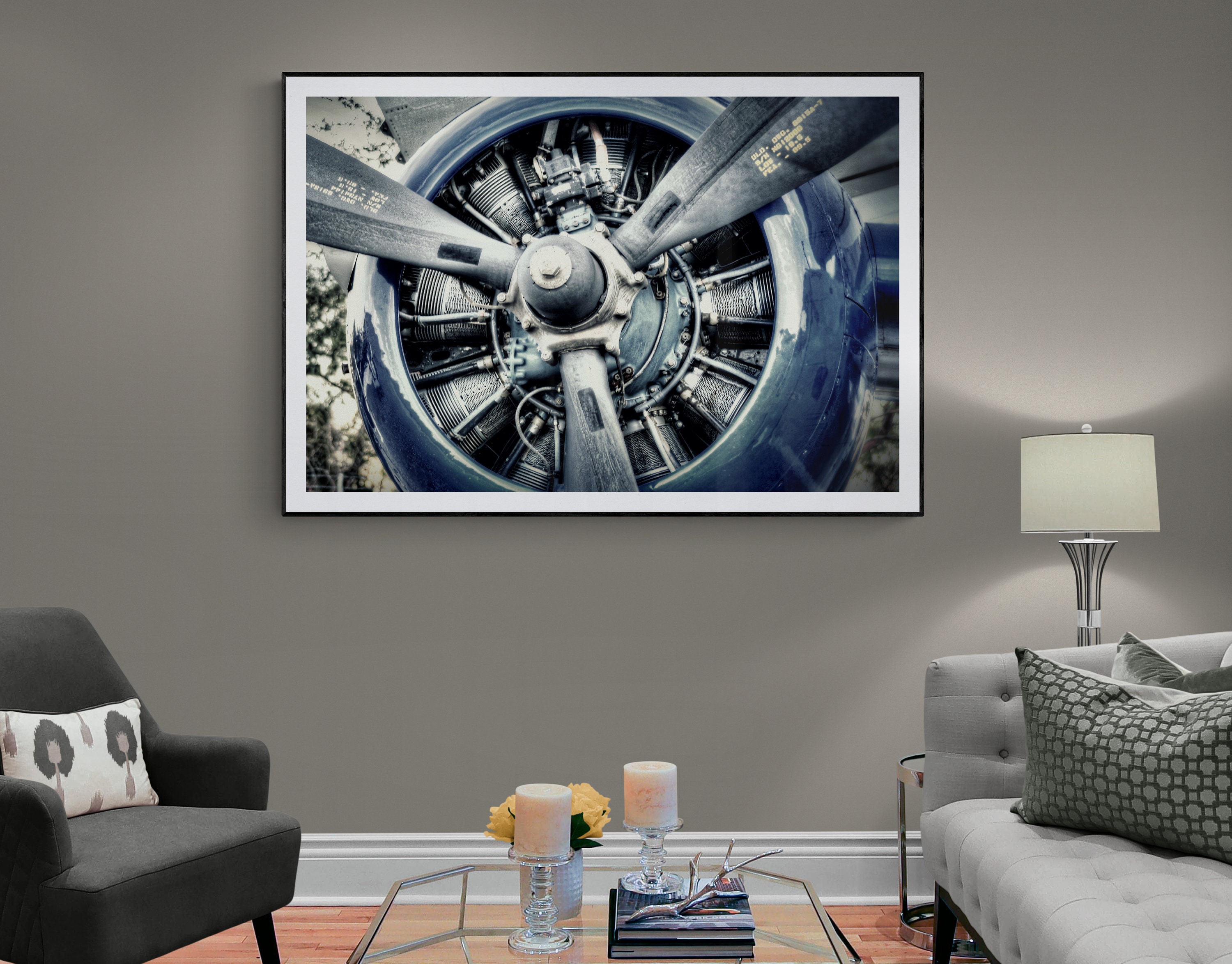 Radial Engine and Propeller Vintage Aviation Art, Airplane Art ...