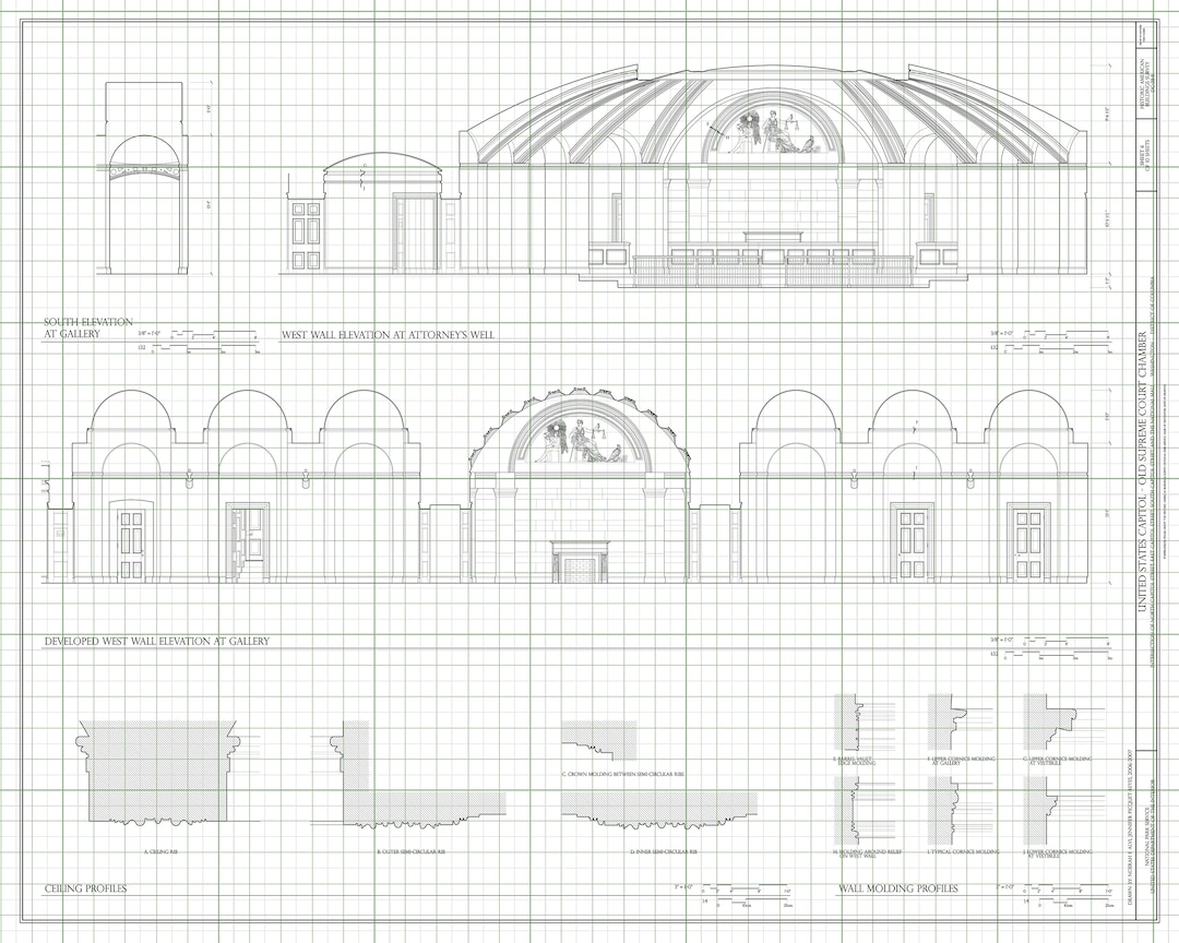 Blueprint West Wall Elevations Capitol, Old Supreme Court