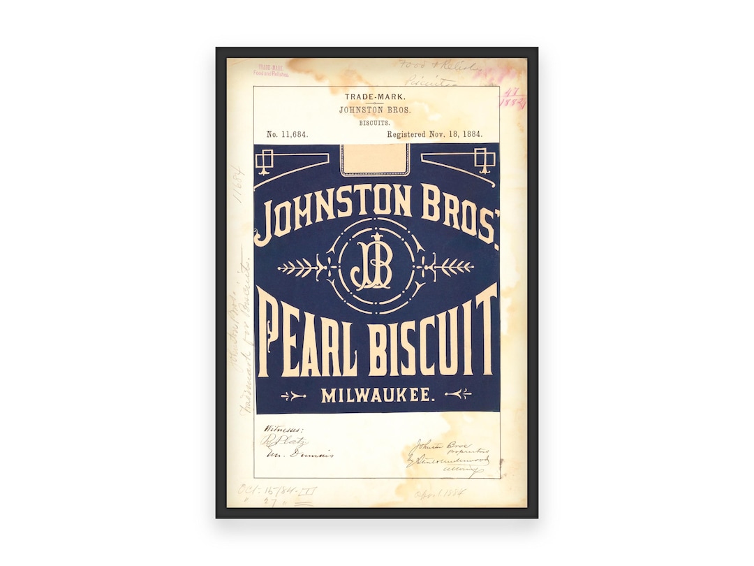 Johnston Bros Pearl Biscuit 1884 Poster - Vintage Biscuit Branding ...