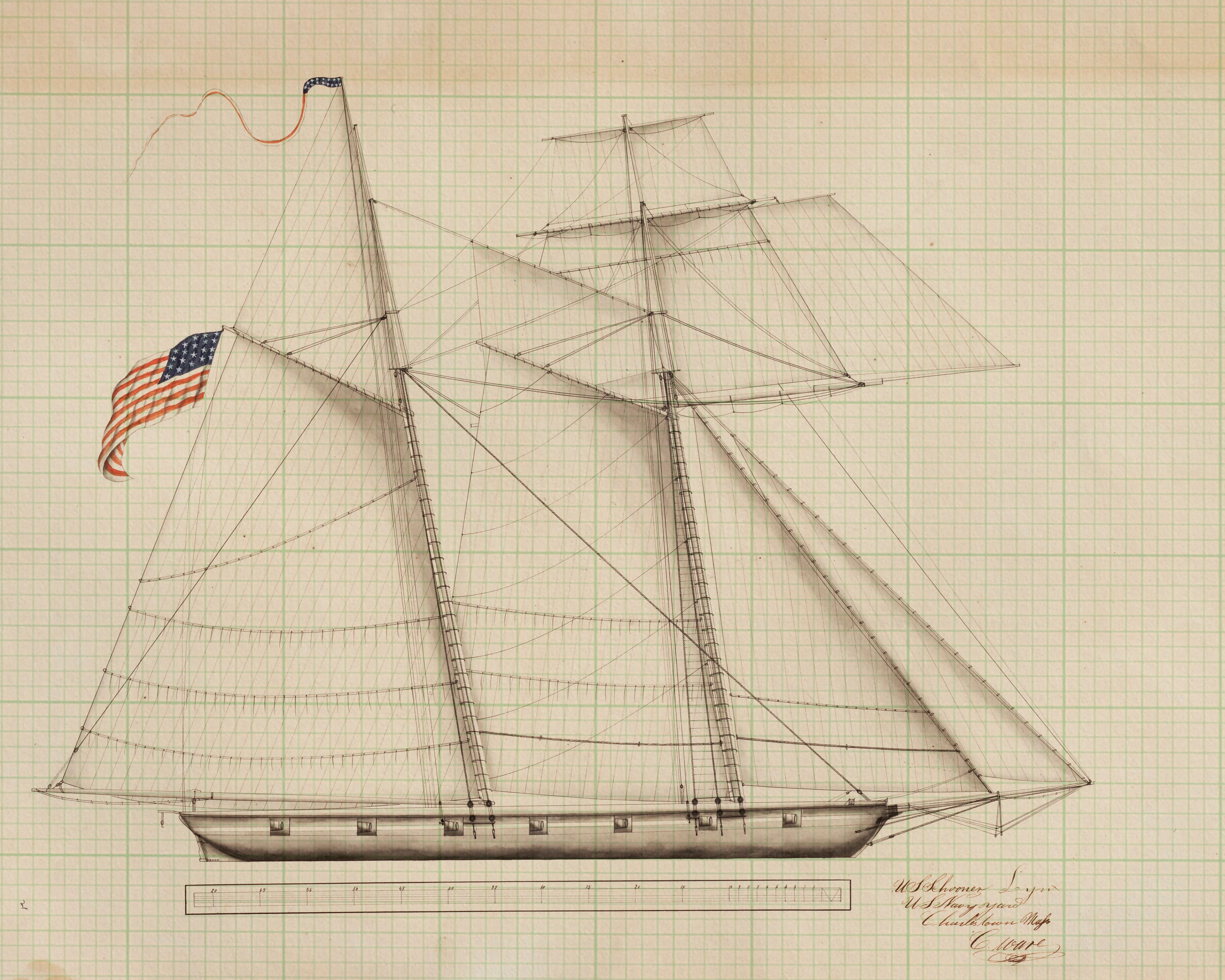 USS Schooner Lynx Blueprint - Restored Warship Drawing Art Print - Etsy