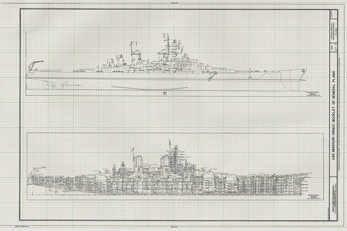 USS Missouri Blueprint Navy Ship Blueprint Ship Drawing - Etsy Israel