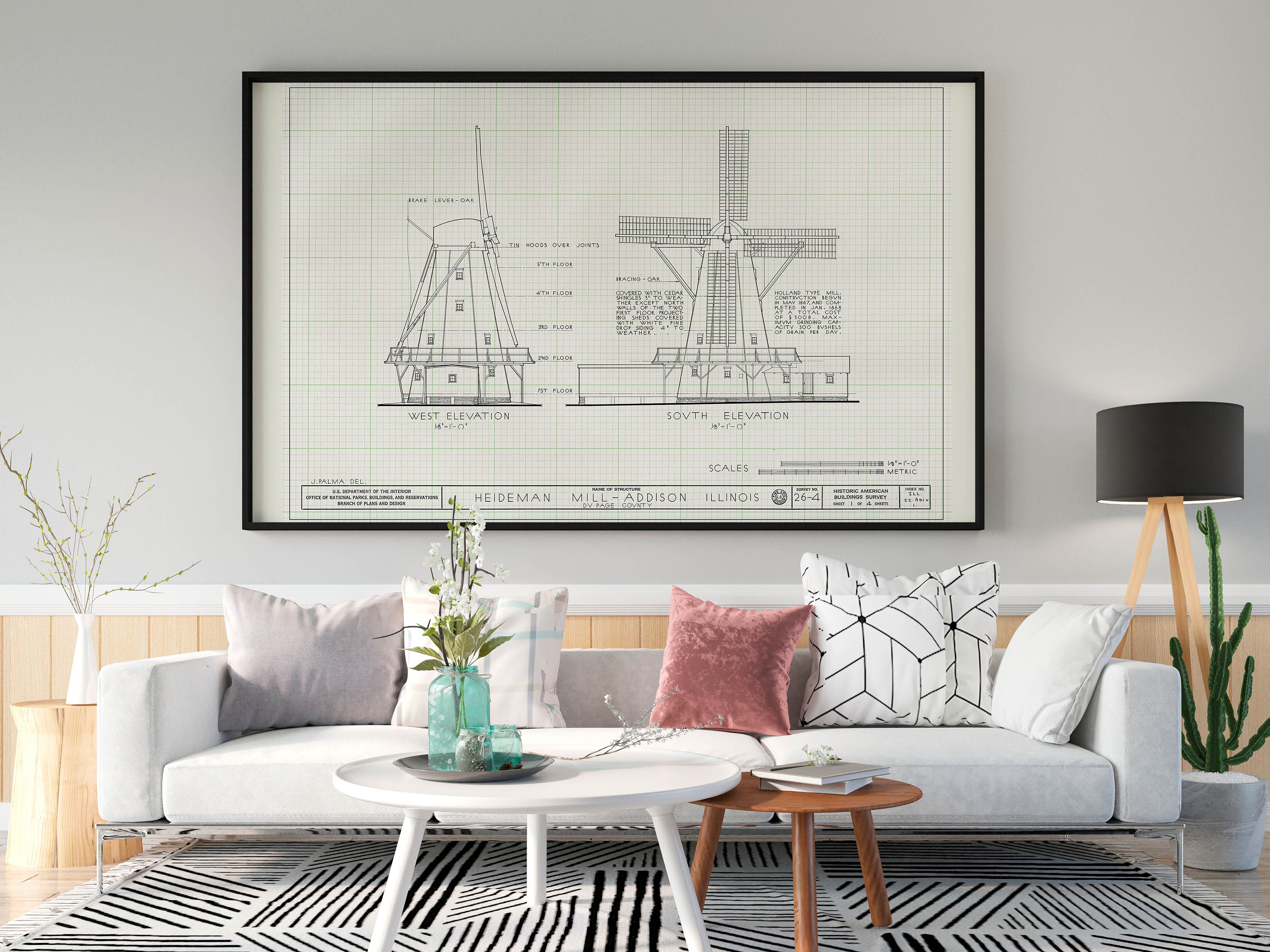 Heideman Mill Blueprint Drawing Mill Poster Windmill - Etsy UK