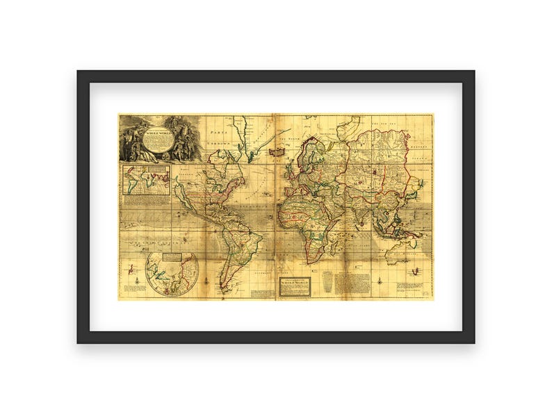 18th Century Map of the Whole World - Historic Global Map, Geographic ...