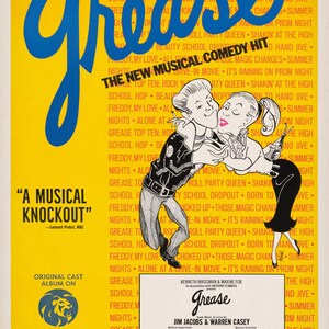 Grease Musical Broadway Poster – 1972 Retro Theater Art - Etsy