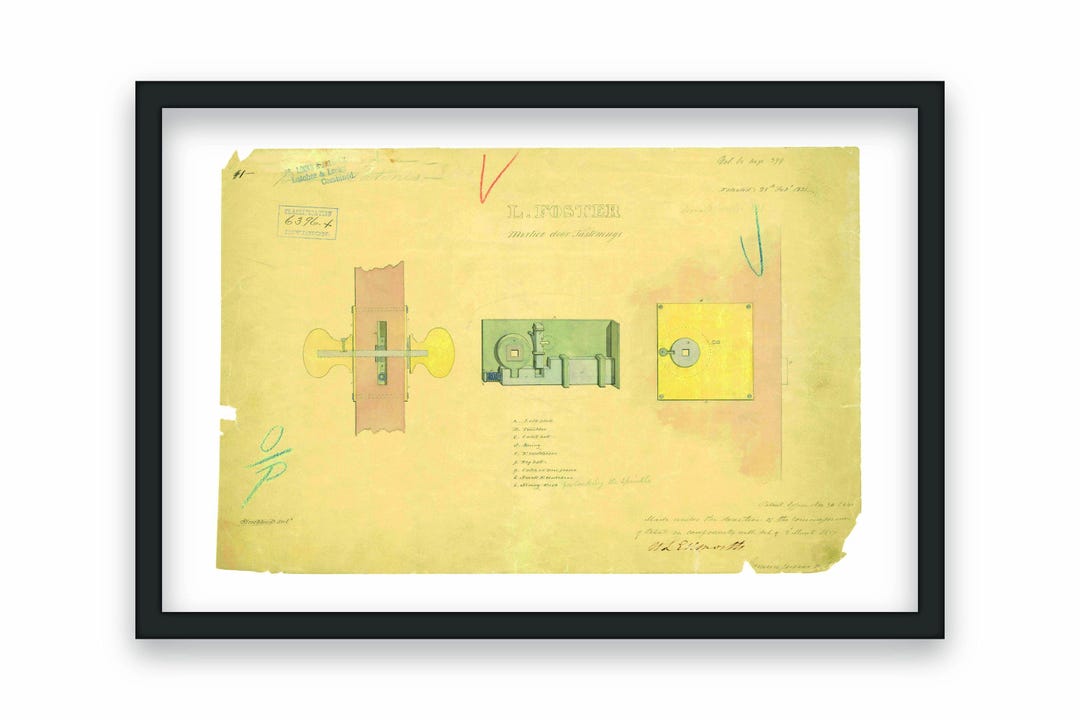 Door Lock Patent Print 1832 - Vintage Lock Art, Antique Hardware Decor ...