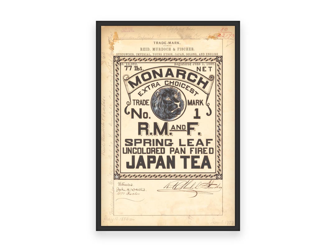 Monarch Japan Tea 1880 Poster - Vintage Tea Branding, Classic Lion ...