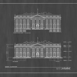 The White House Blueprint Drawing - Executive Mansion Blueprint, White ...