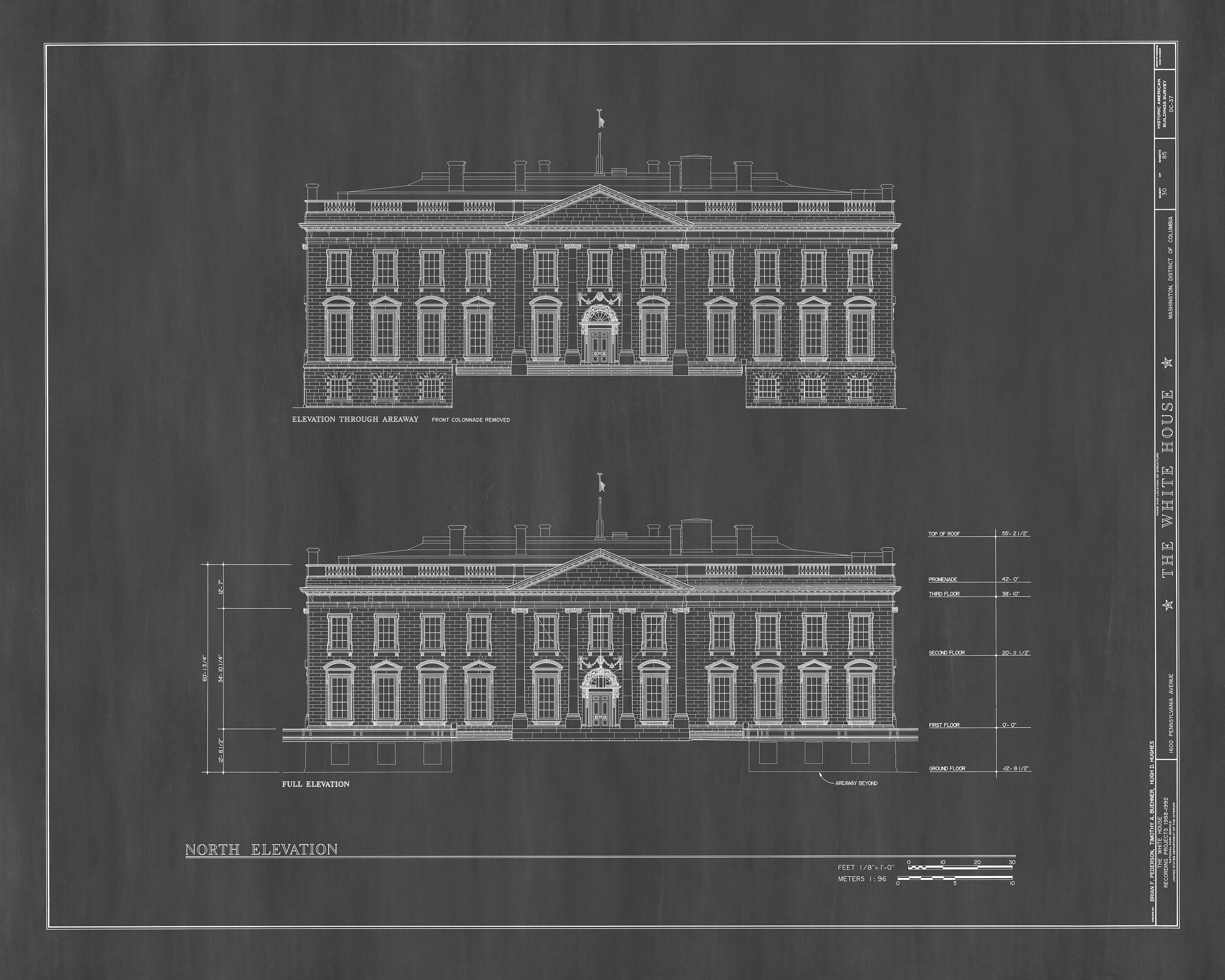 The White House Blueprint Drawing - Executive Mansion Blueprint, White ...