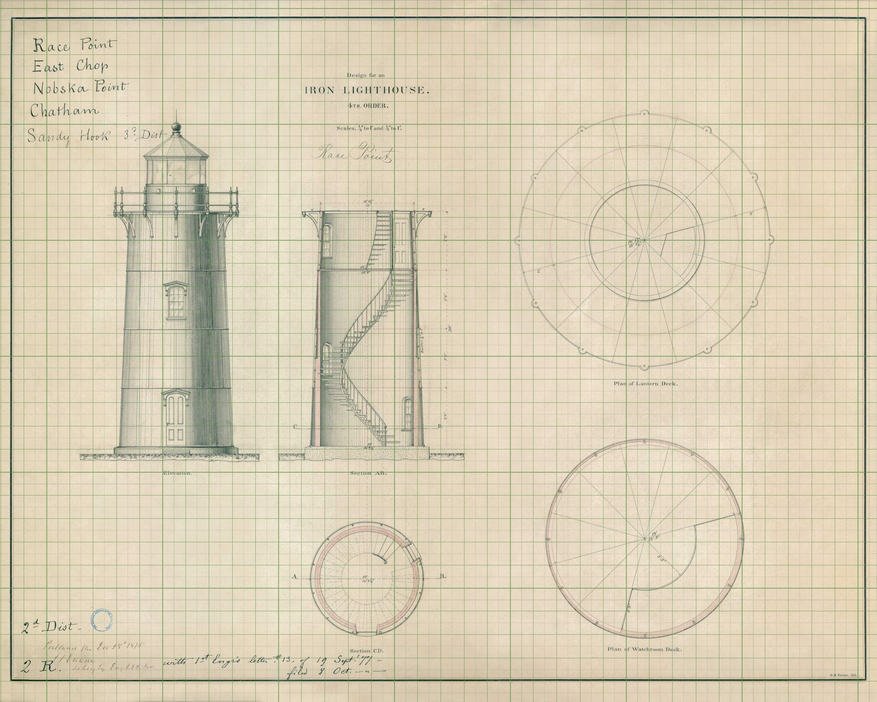 Race Point Light Blueprint – Cape Cod Lighthouse Nautical Print - Etsy
