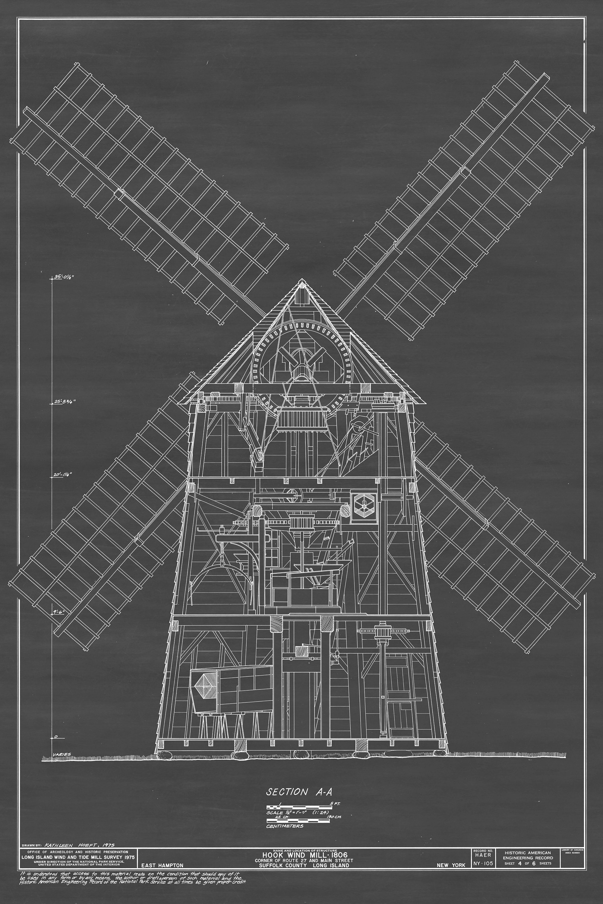 Windmill Blueprint Poster – 1806 Hook Mill Section Drawing - Etsy