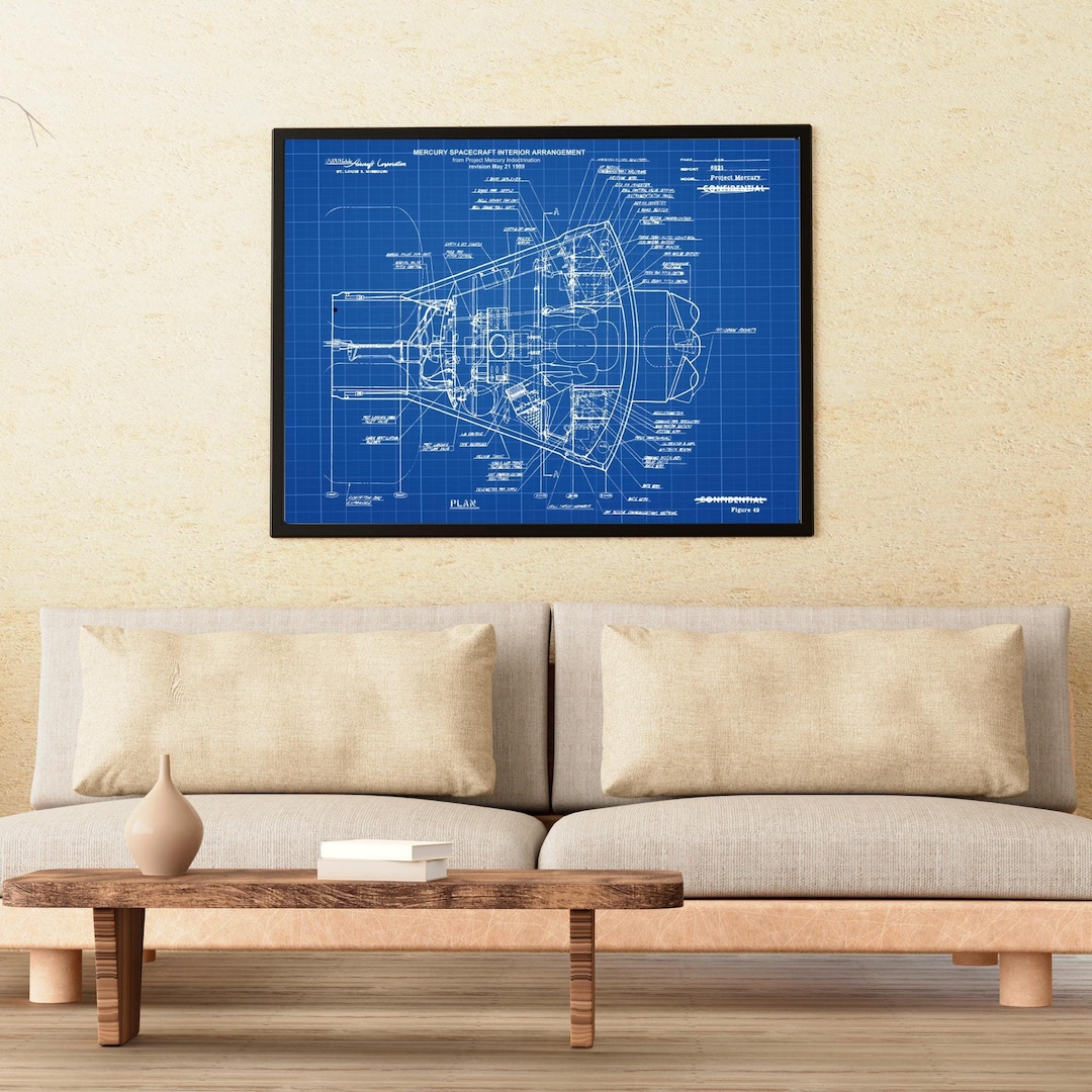 NASA Mercury Space Capsule Blueprint - 1959 Project Mercury Diagram ...