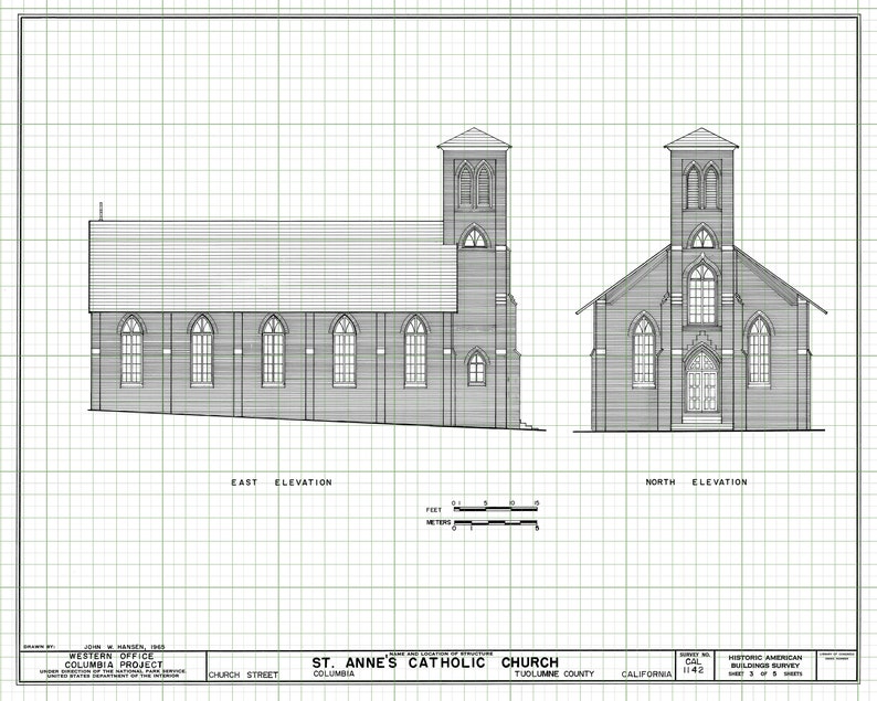 St. Anne's Church Blueprint – California Catholic Church Elevation ...