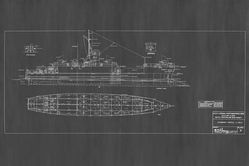 LCI Blueprint Drawing – WWII Navy Landing Craft Poster - Etsy