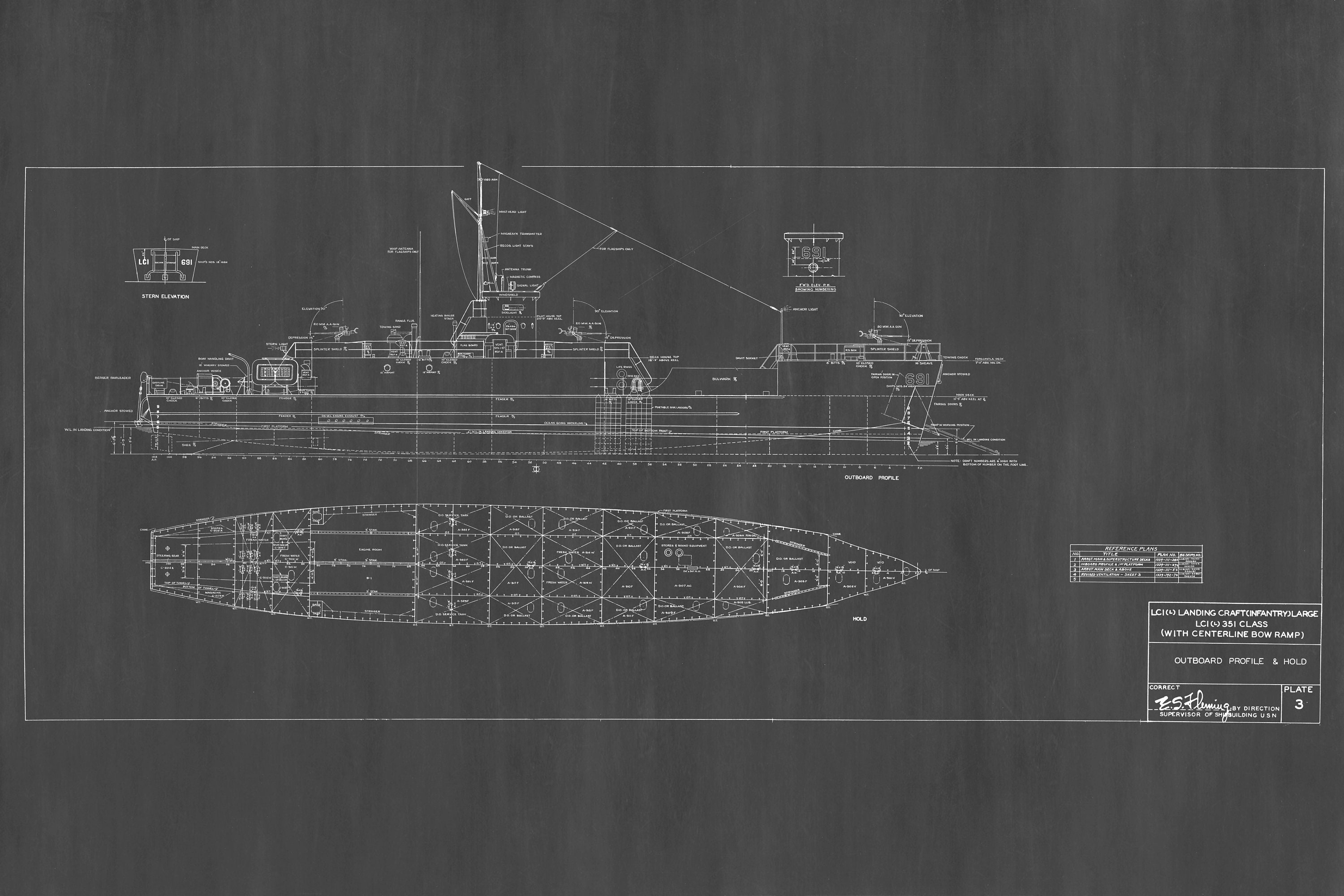Navy Landing Craft Infantry Blueprint Drawing - Navy Ship Blueprint ...