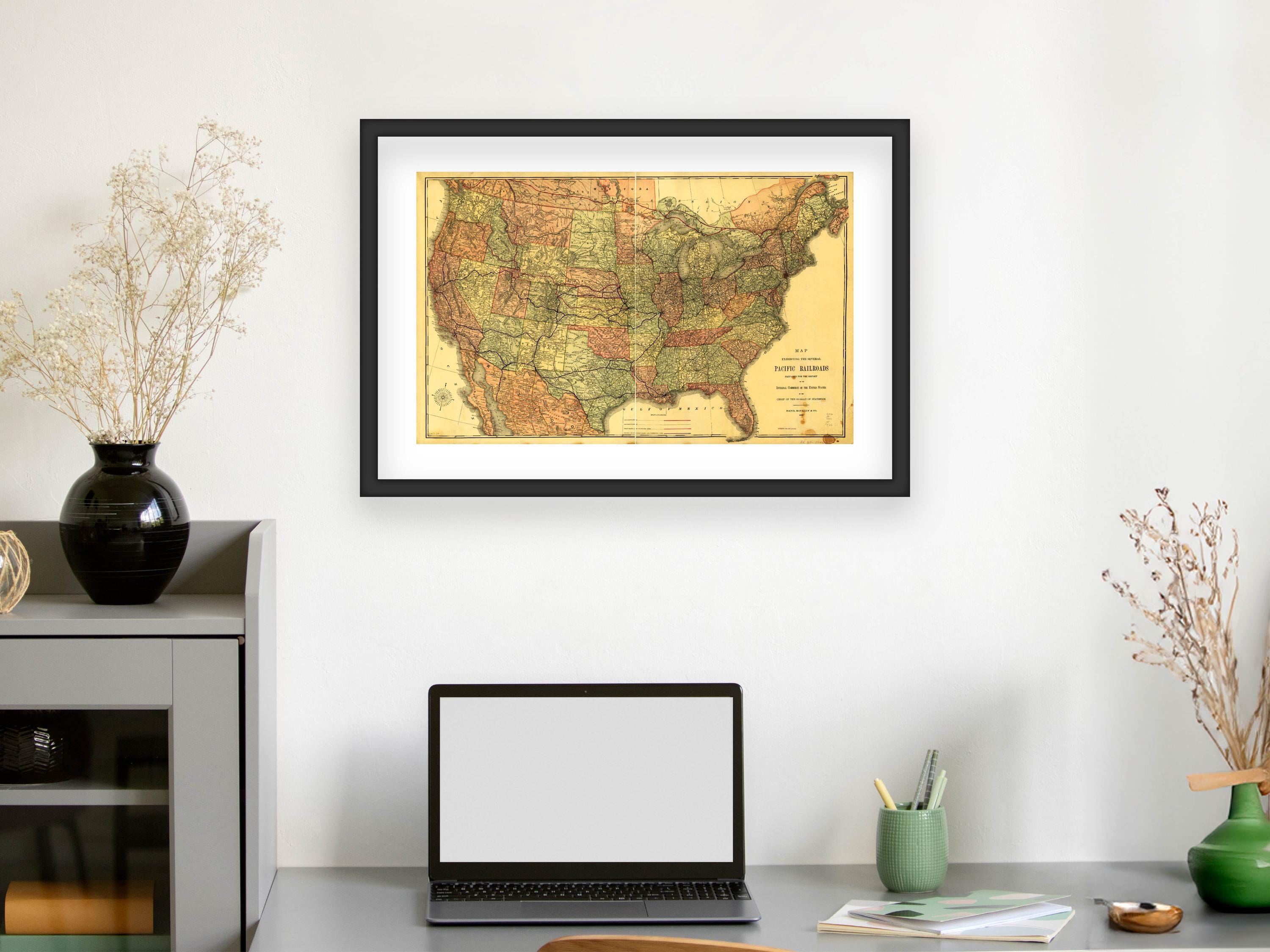 Map of Pacific Railroads in the United States - 1883 Transportation Map ...