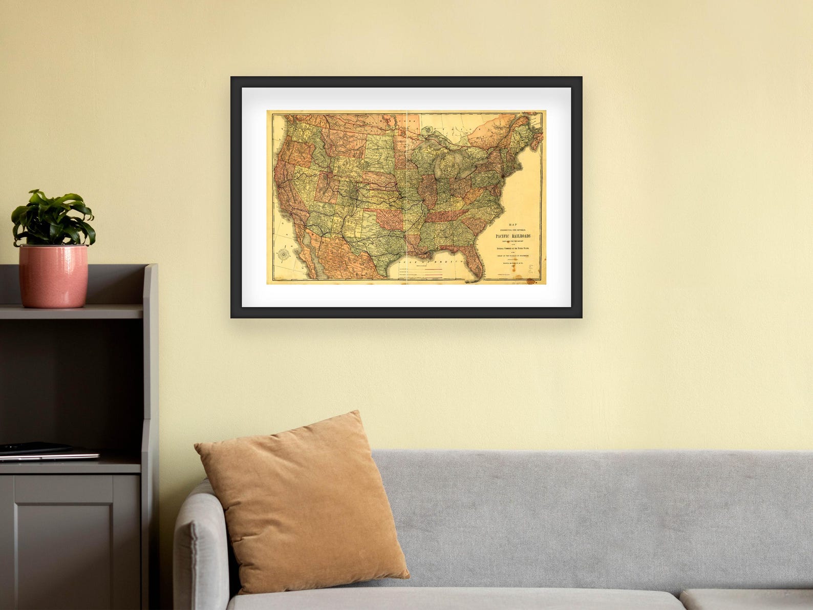 Map of Pacific Railroads in the United States - 1883 Transportation Map ...