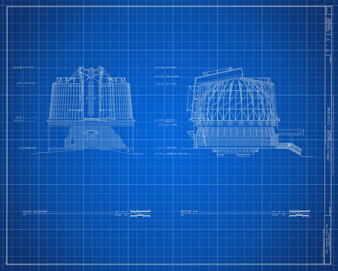 Lowell Observatory Blueprint – Clark Dome Drawing, Arizona - Etsy UK