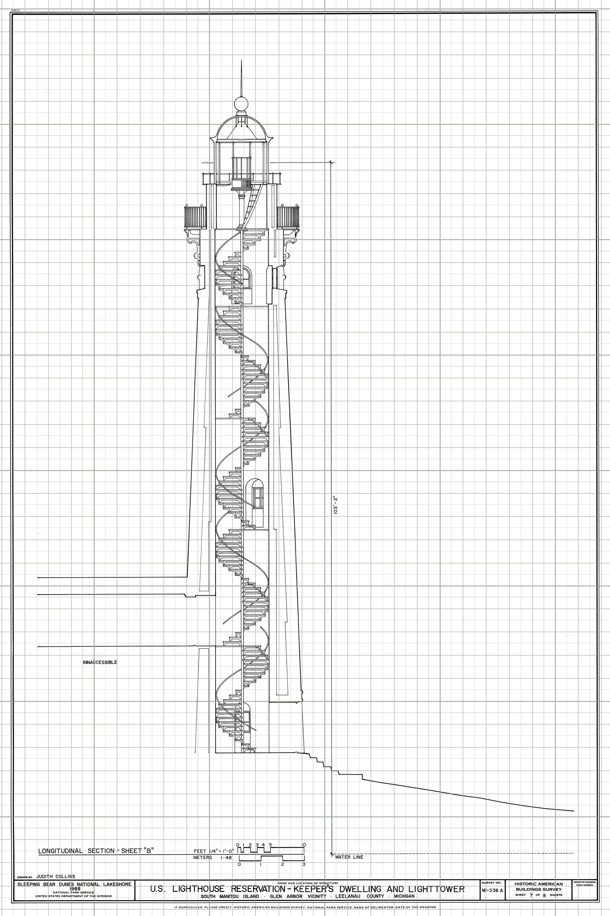 South Manitou Island Lighthouse Blueprint Print – Maritime Art - Etsy