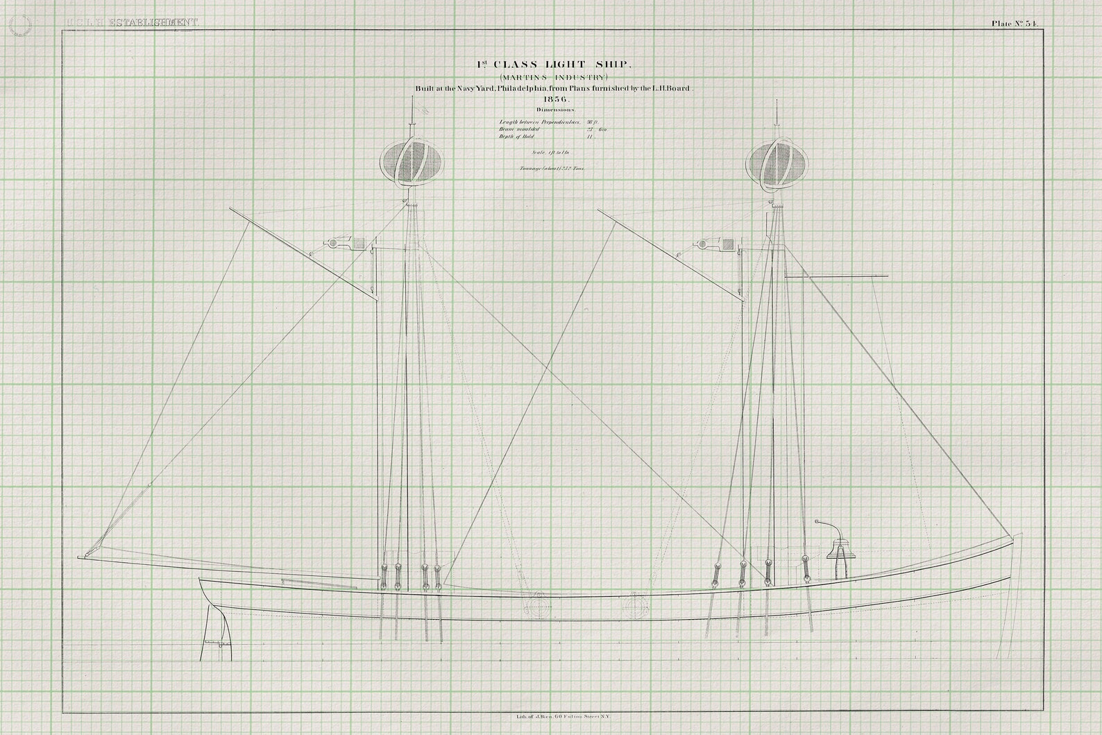 Light Ship Blueprint Drawing - 1856 Lightvessel Ship Blueprint, Light ...
