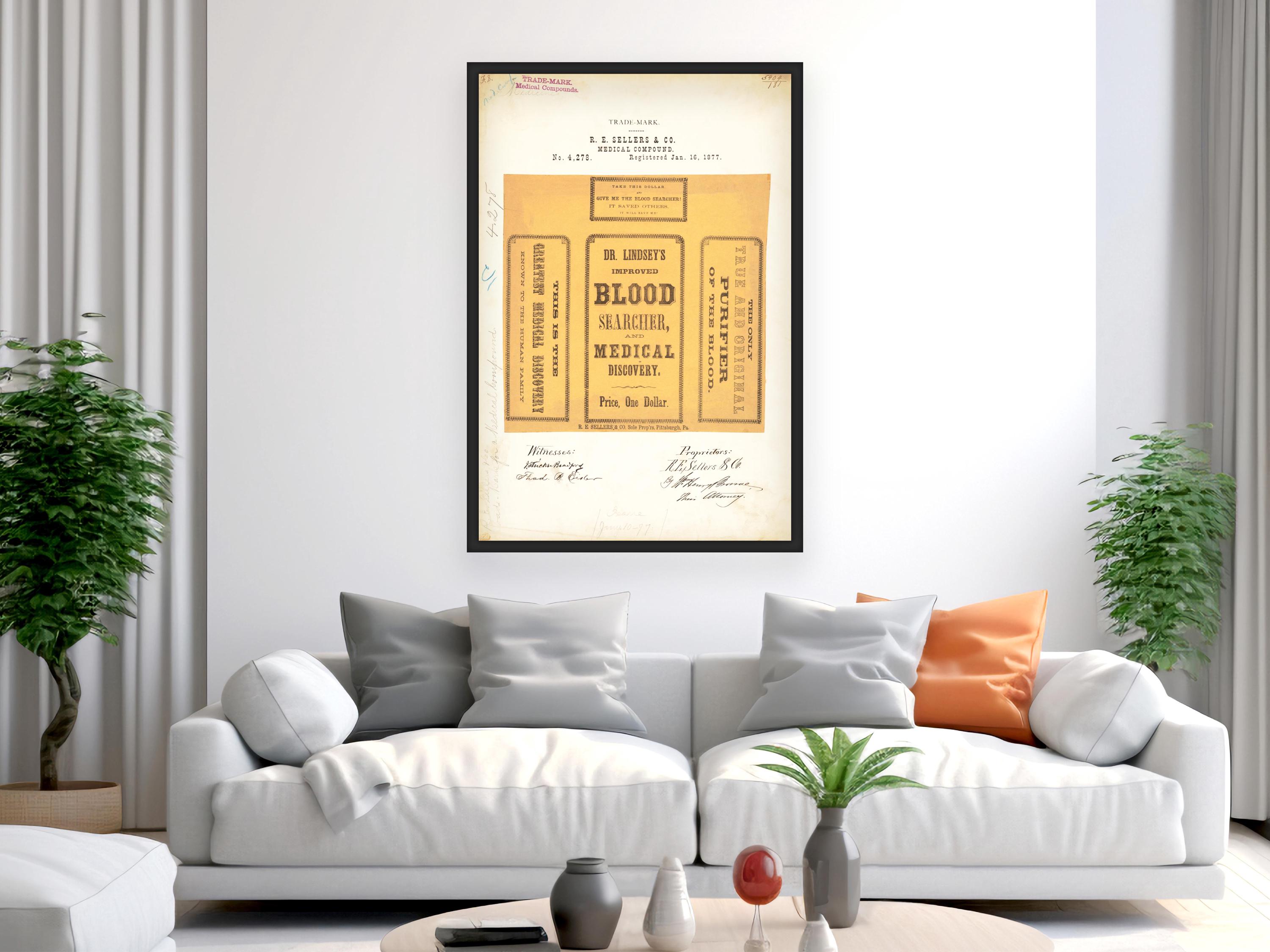 Dr. Lindsey’s Blood Searcher Trademark 1877 Print - Vintage Medicine ...