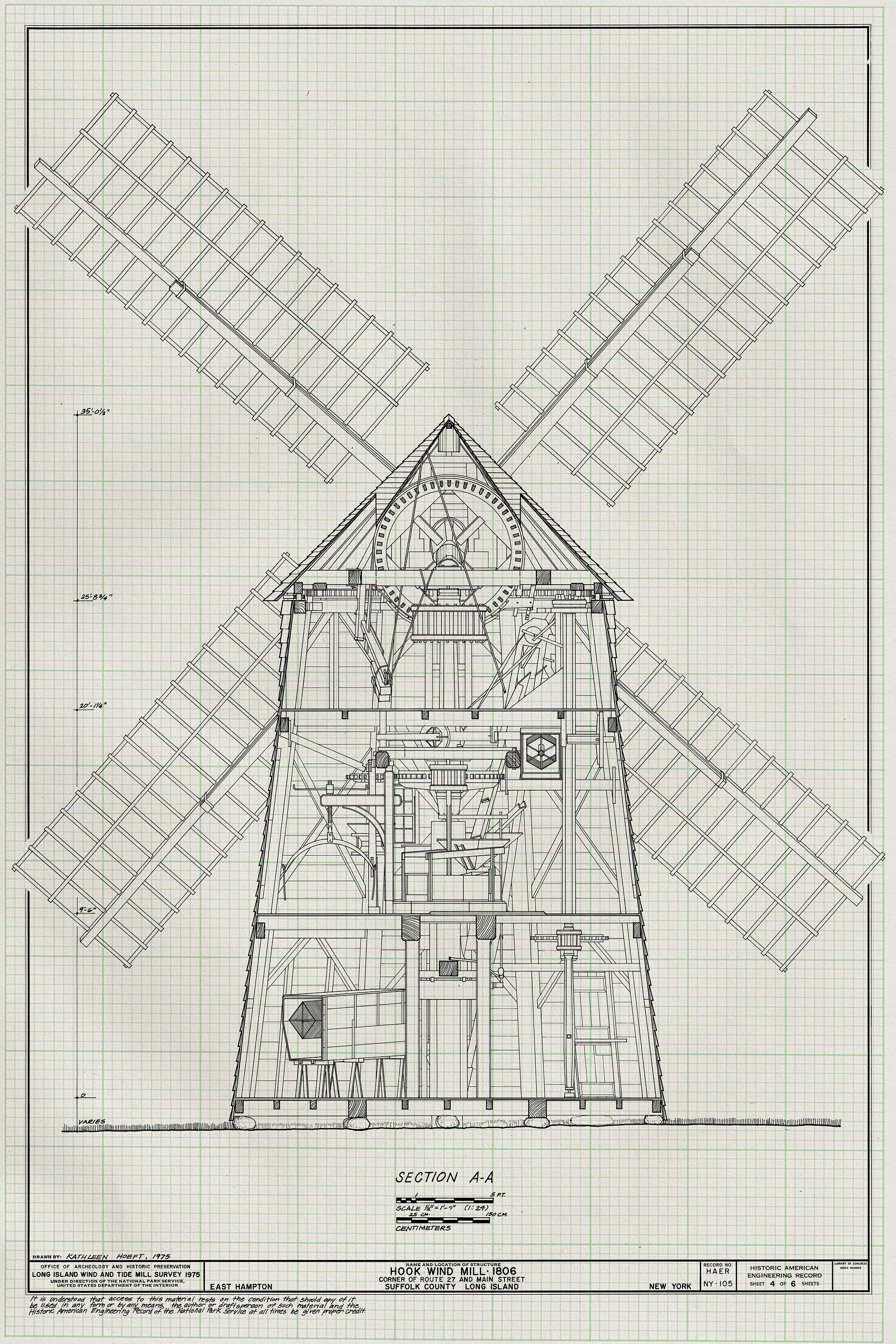 Windmill Blueprint Poster – 1806 Hook Mill Section Drawing - Etsy