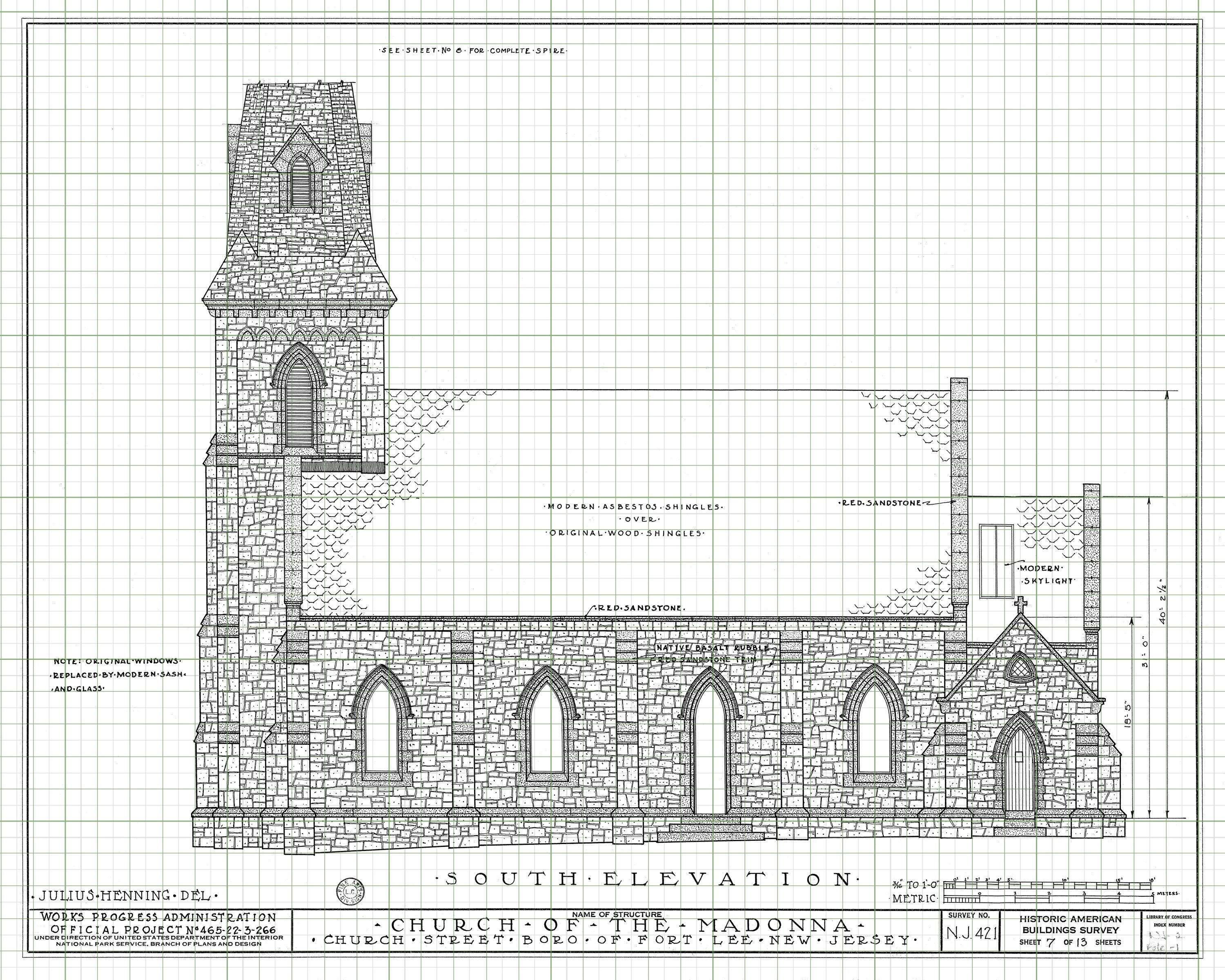 Church of the Madonna Blueprint – Fort Lee, NJ, Architectural Drawing ...