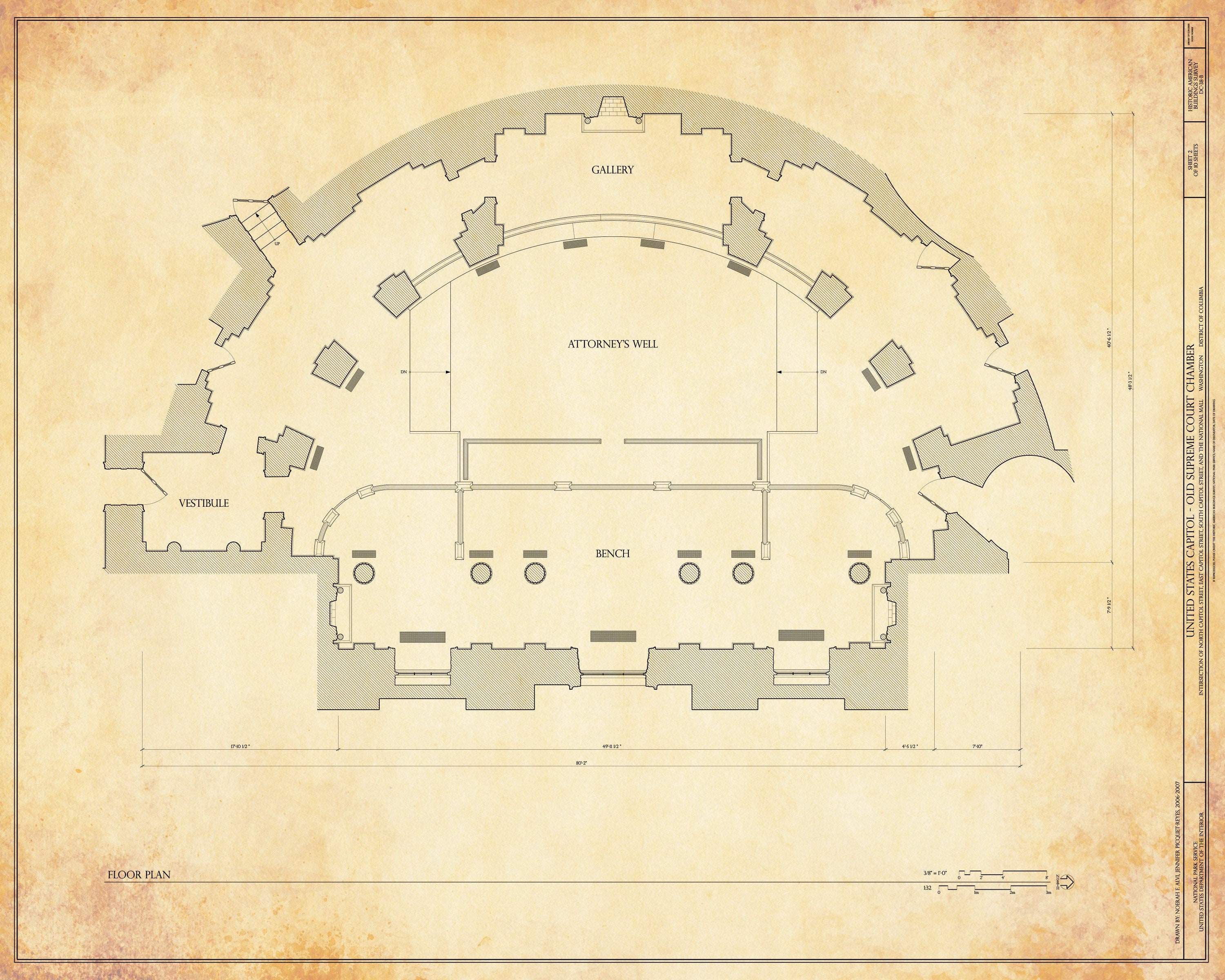 Old US Supreme Court Chamber Floor Plan Drawing Capitol Building ...