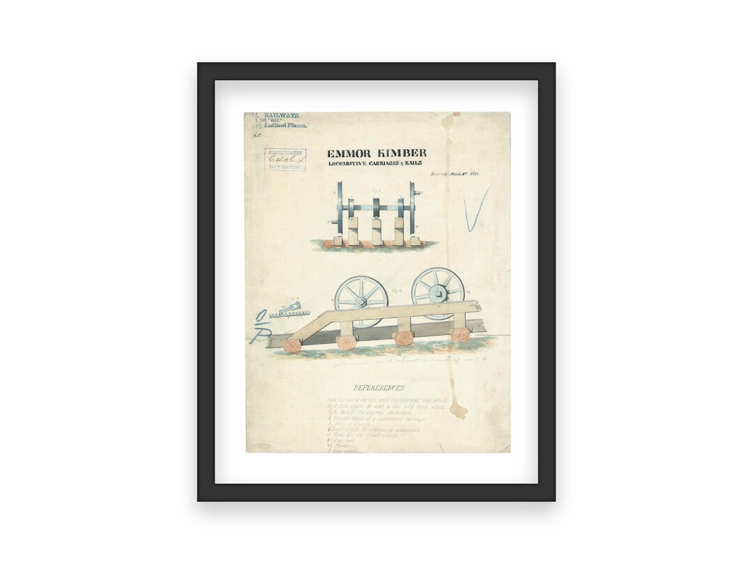 Locomotive Carriages and Rails Patent Print 1831 - Vintage Railway ...