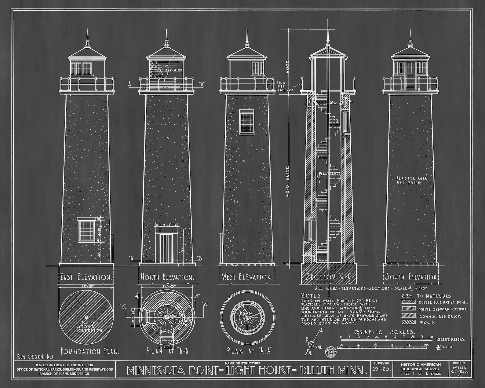 Minnesota Point Lighthouse Blueprint Duluth Minnesota - Etsy