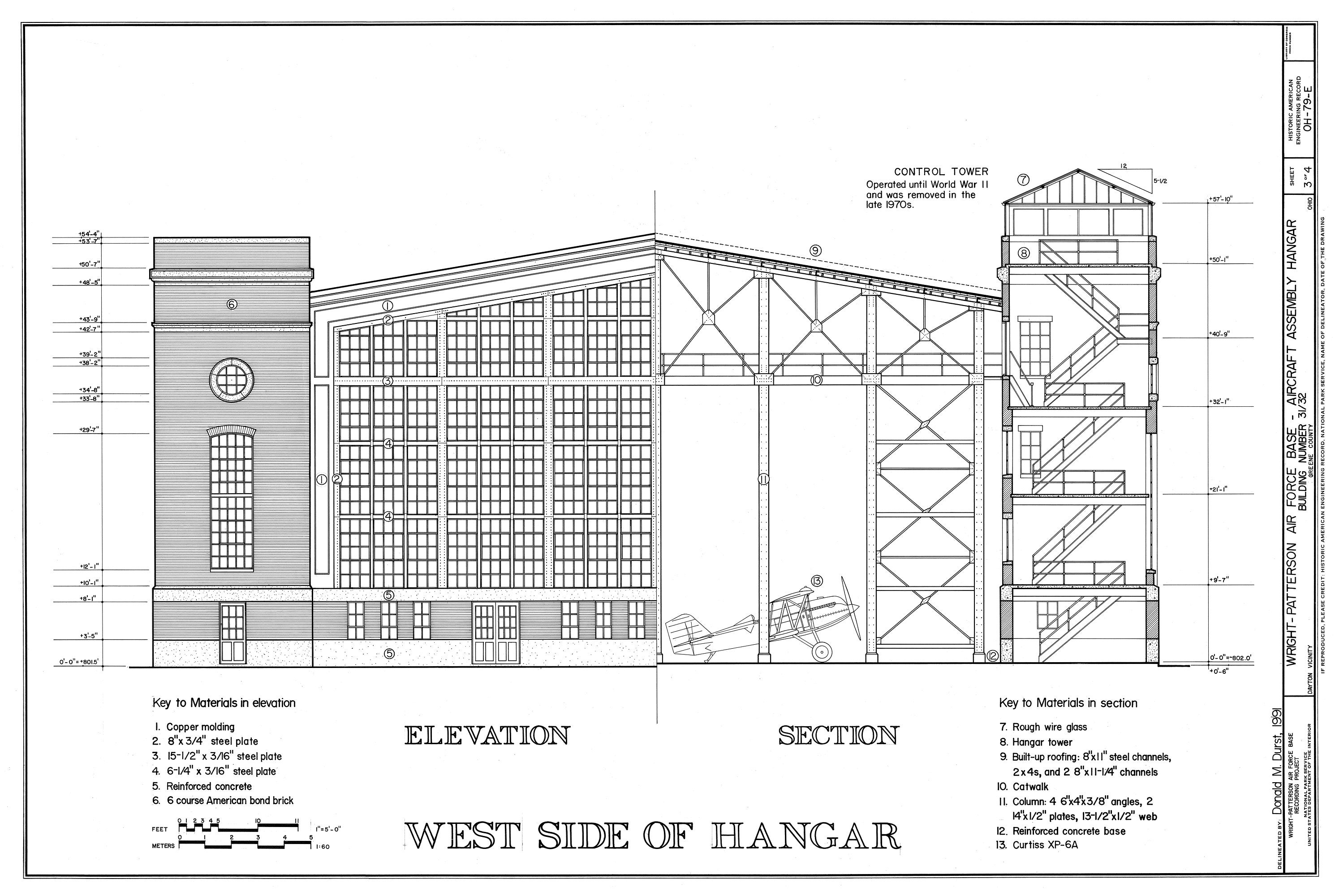 Air Force Hangar Elevation Drawing Wright-patterson Air Force Base ...