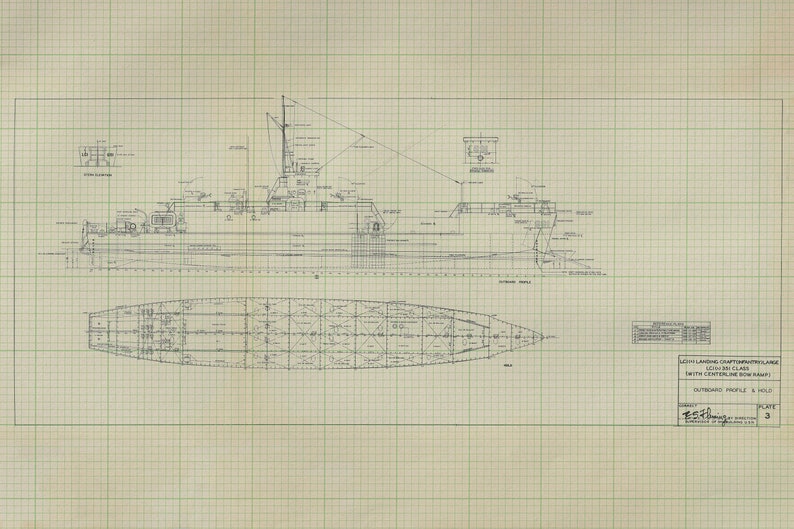 LCI Blueprint Drawing – WWII Navy Landing Craft Poster - Etsy