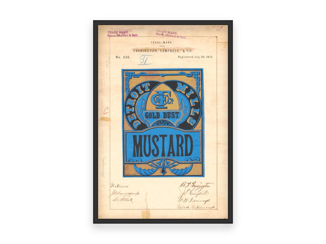 Vintage Mustard Label Art Print – Detroit Mills Trademark 1872 - Etsy