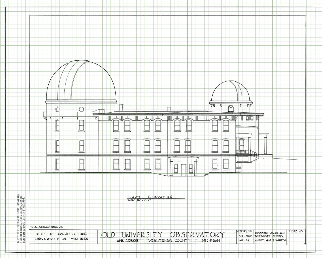 Detroit Observatory Drawing Blueprint - Old University Observatory ...
