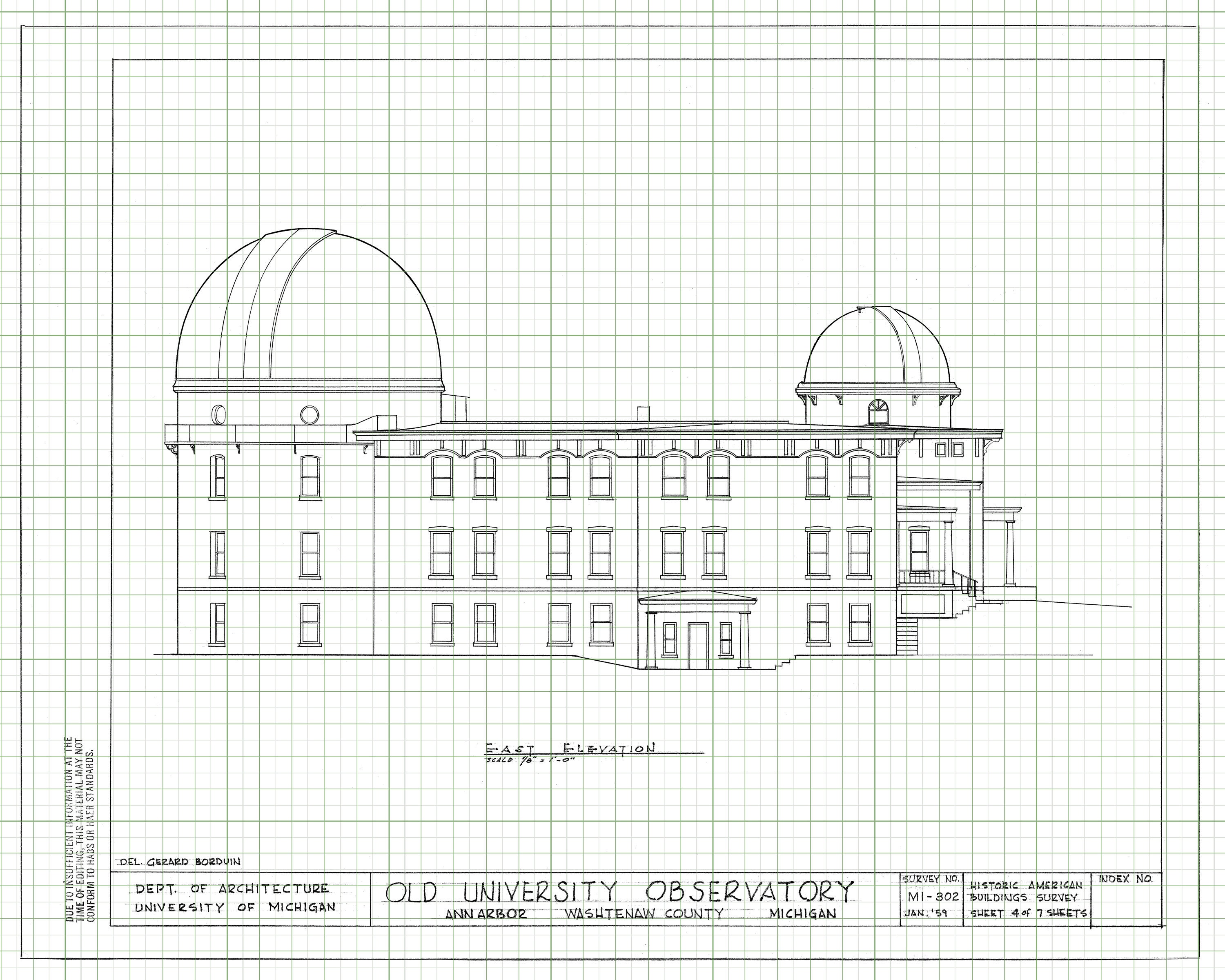 Detroit Observatory Drawing Blueprint Old University Observatory ...