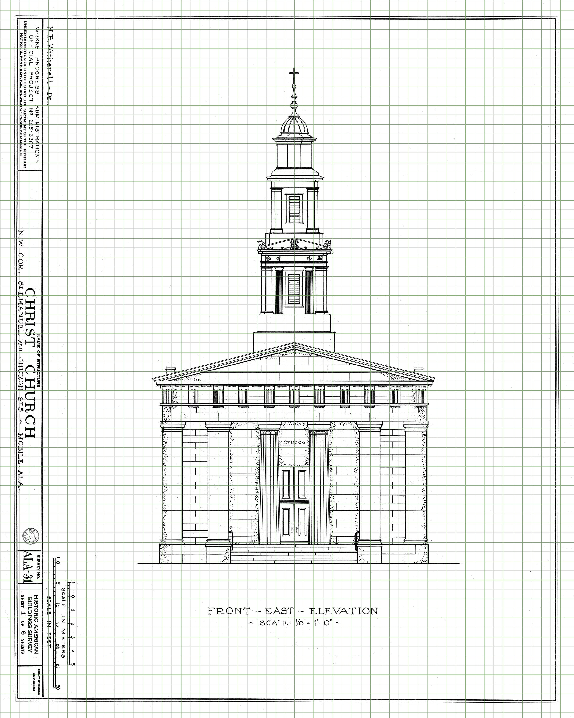 Christ Church Cathedral Blueprint Drawing - Mobile Alabama Church ...