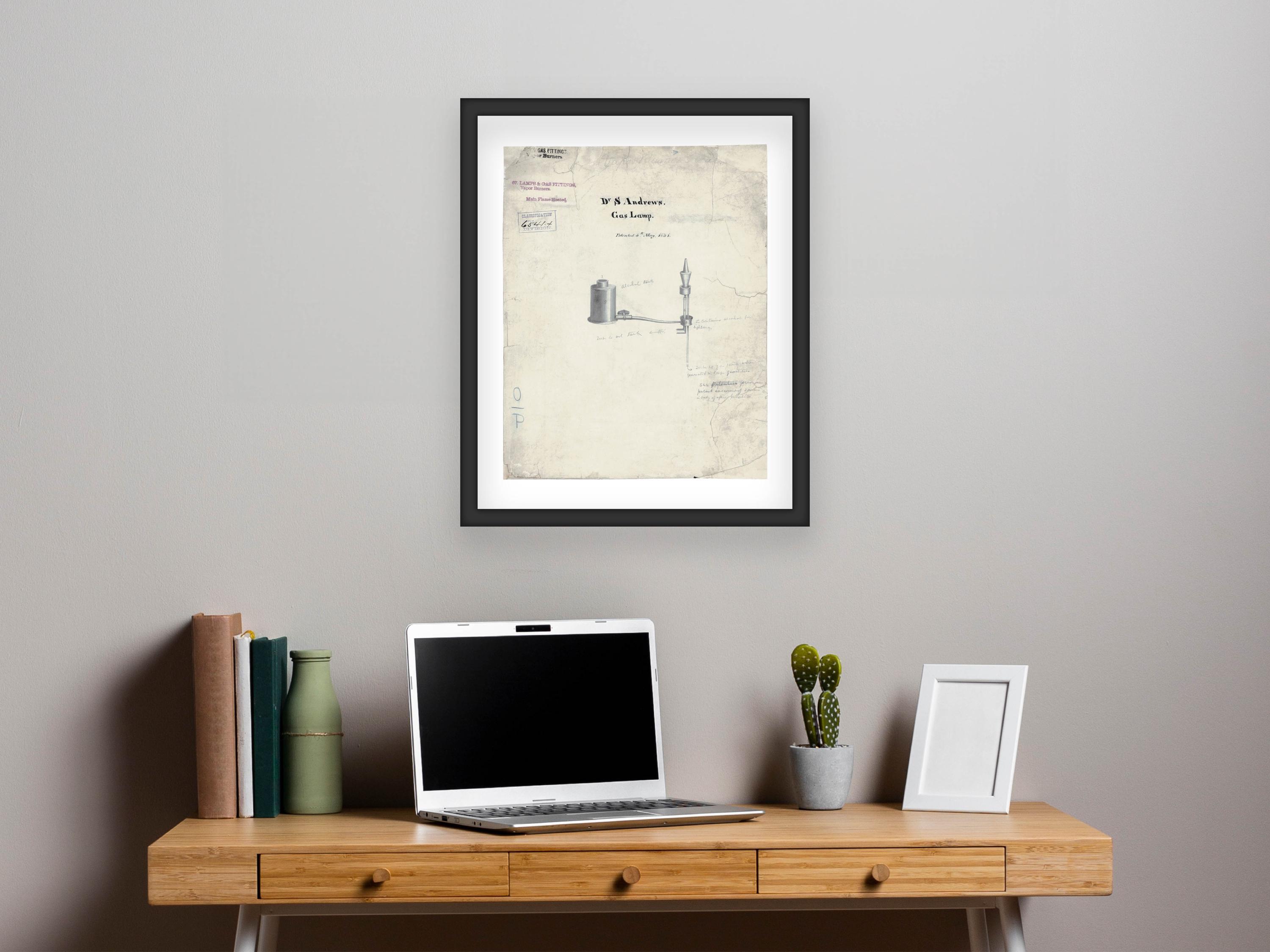 Gas Lamp Patent Print 1858 - Antique Lighting, Historical Invention ...