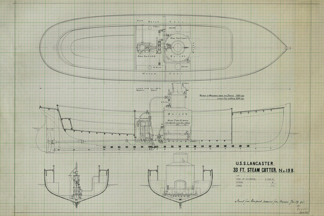 USS Lancaster Civil War Ship Blueprint - Navy Ship Blueprint ...